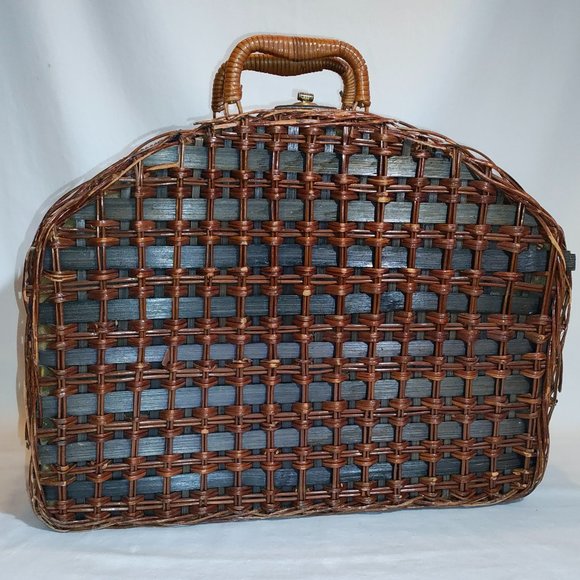 Accents | Vintage Wicker Picnic Suitcase Storage Basket | Poshmark